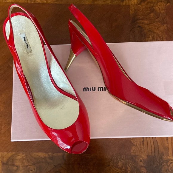 Miu Miu | Shoes | Miu Miu Venice Peep Toe Shoes | Poshmark